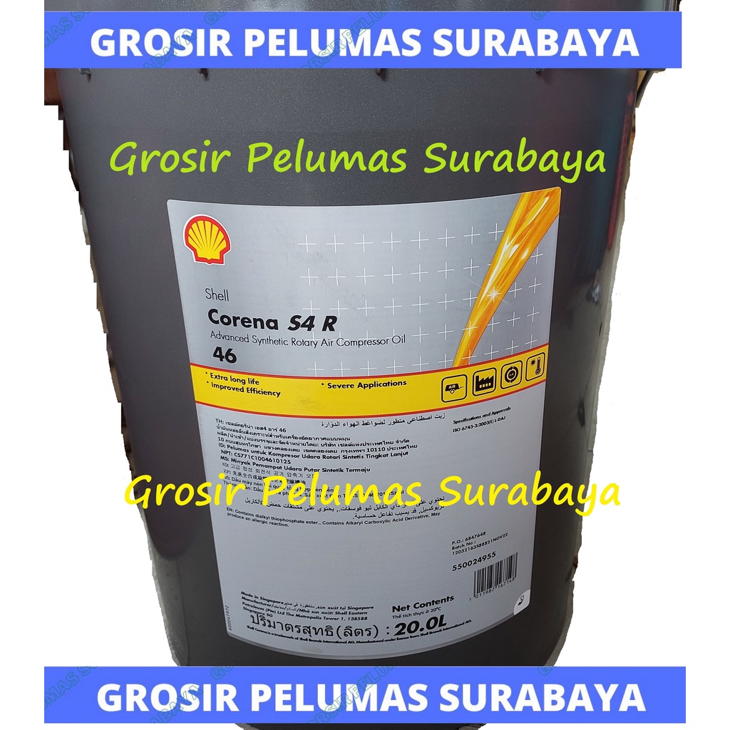 Jual ORIGINAL Oli Kompresor udara Air Compressor rotary oil Shell ...