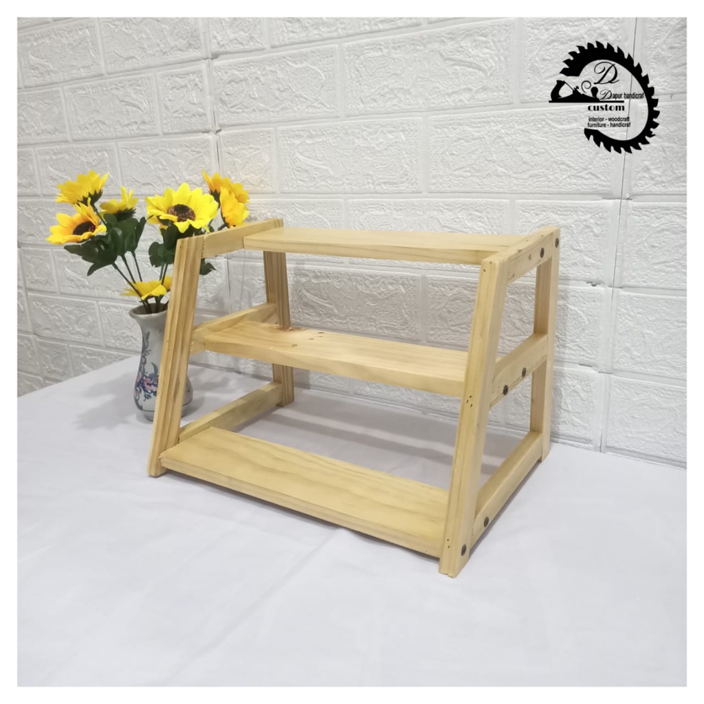 Jual Rak Tangga 3 Tingkat kayu / Rak Minimalis Dengan fernis Glossy ...
