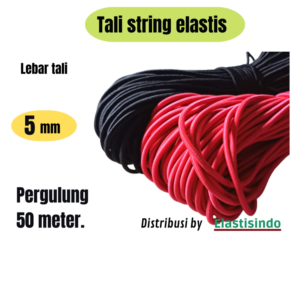 Jual Tali elastis tali string tali karet 5mm pergulung. | Shopee Indonesia