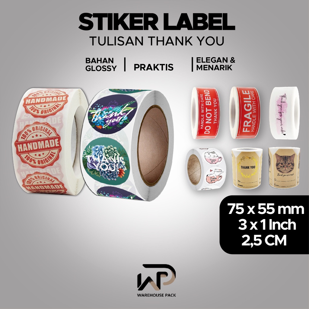 Jual 1 Roll ( 500 Pcs - 250 Pcs ) Stiker Label Thank You For Your Order ...