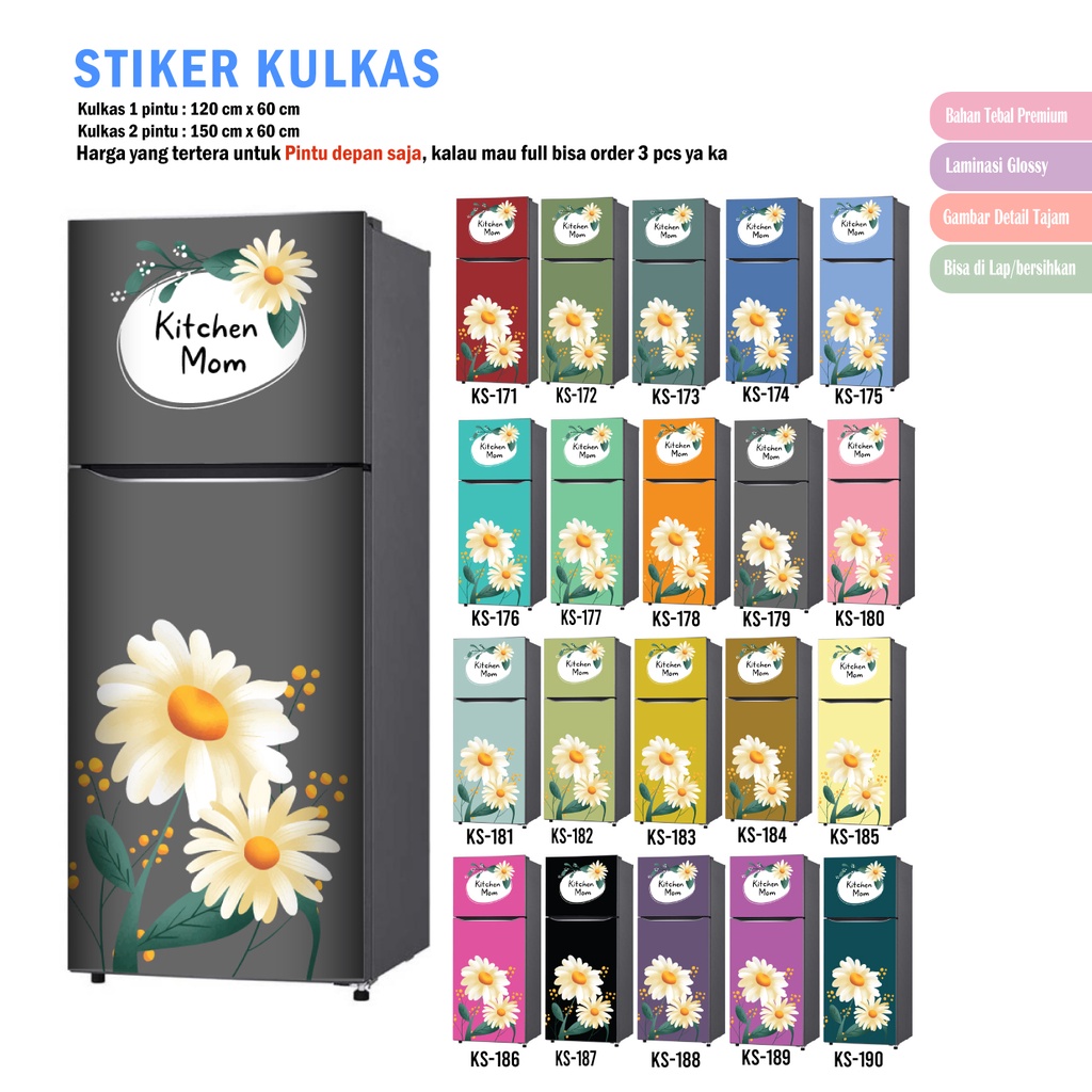 Jual Stiker Kulkas 1 Pintu dan Sticker Kulkas 2 pintu Motif Bunga ...