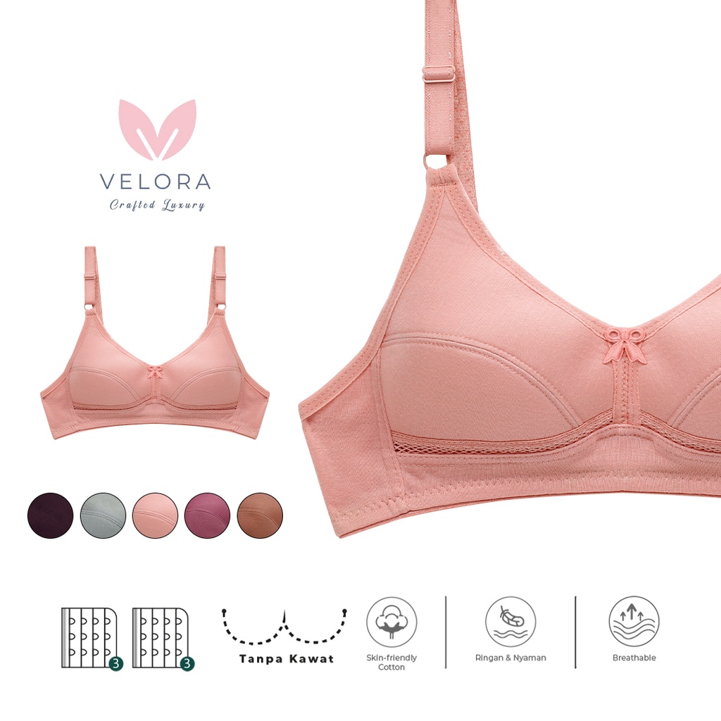 Jual Velora - Bra Basic Tanpa Kawat Busa Super Soft Nyaman | Size 70B ...