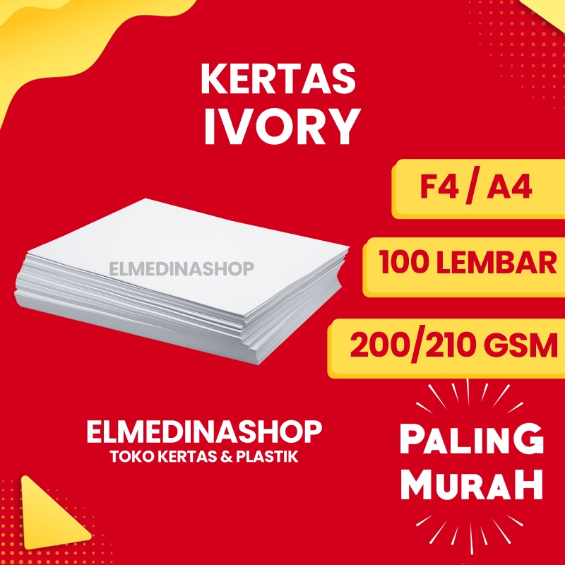 Jual 100 Lembar Kertas Ivory F4 & A4 Gramasi Tebal 210 Gsm / 200GSM | Shopee Indonesia