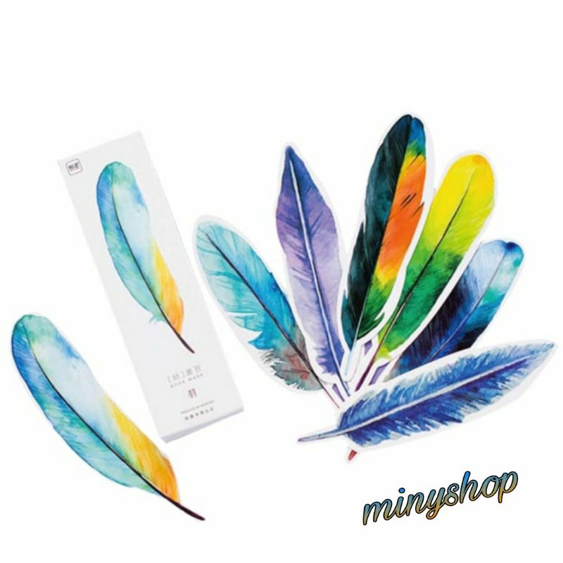 Jual Pembatas Buku Bookmark Penanda Buku Kertas Desain Bulu Warna-Warni ...