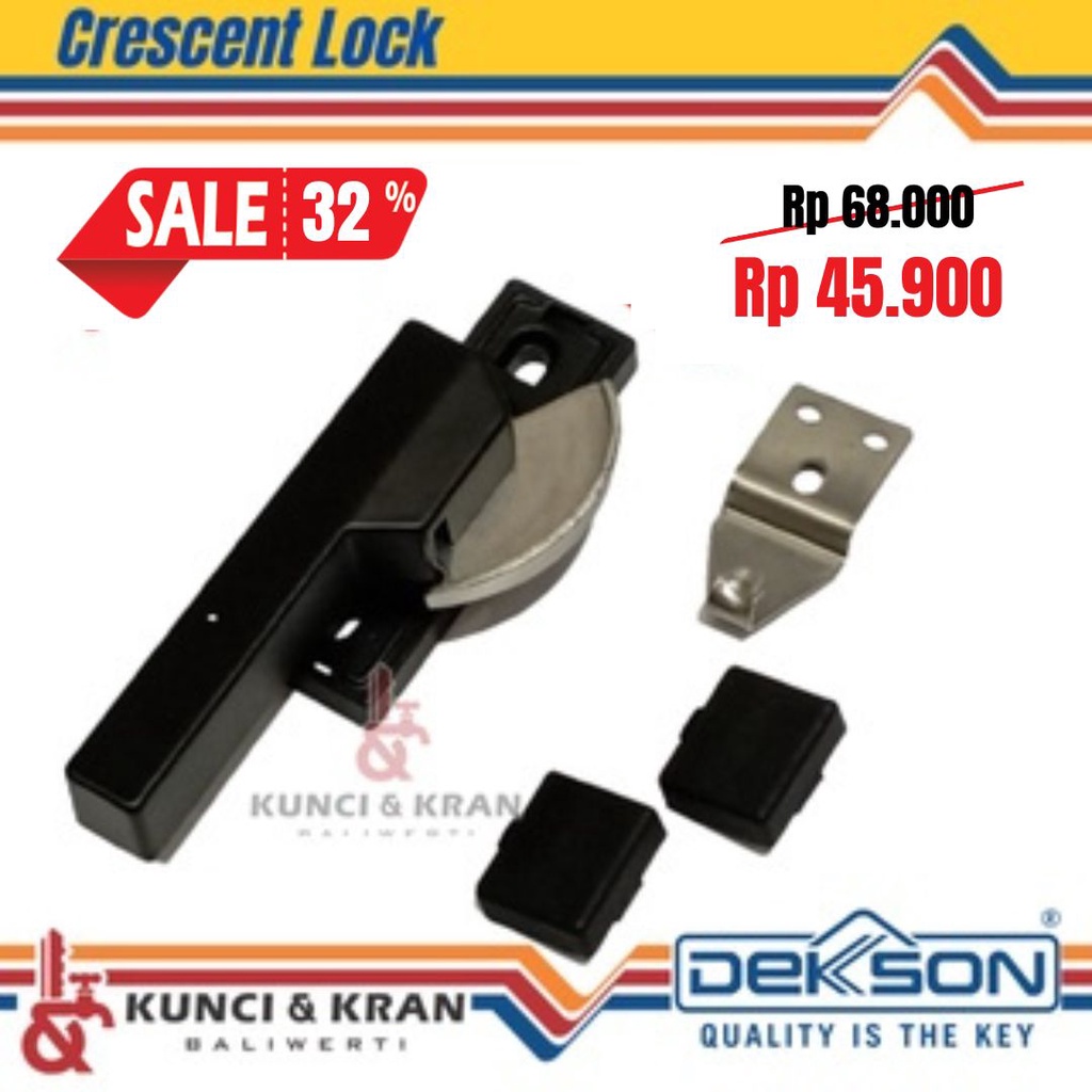 Jual Grendel Jendela Sliding Aluminium Dekkson CL 393 N-Lock Black RH ...
