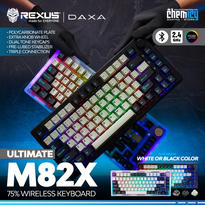 Jual Rexus Daxa M82X Ultimate 75% RGB Wireless Mechanical Gaming ...
