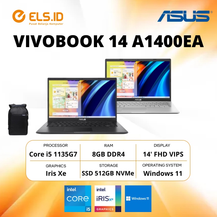 Jual Asus VivoBook 14 A1400EA i5 1135G7 8GB SSD 512GB W11+OHS | Shopee ...