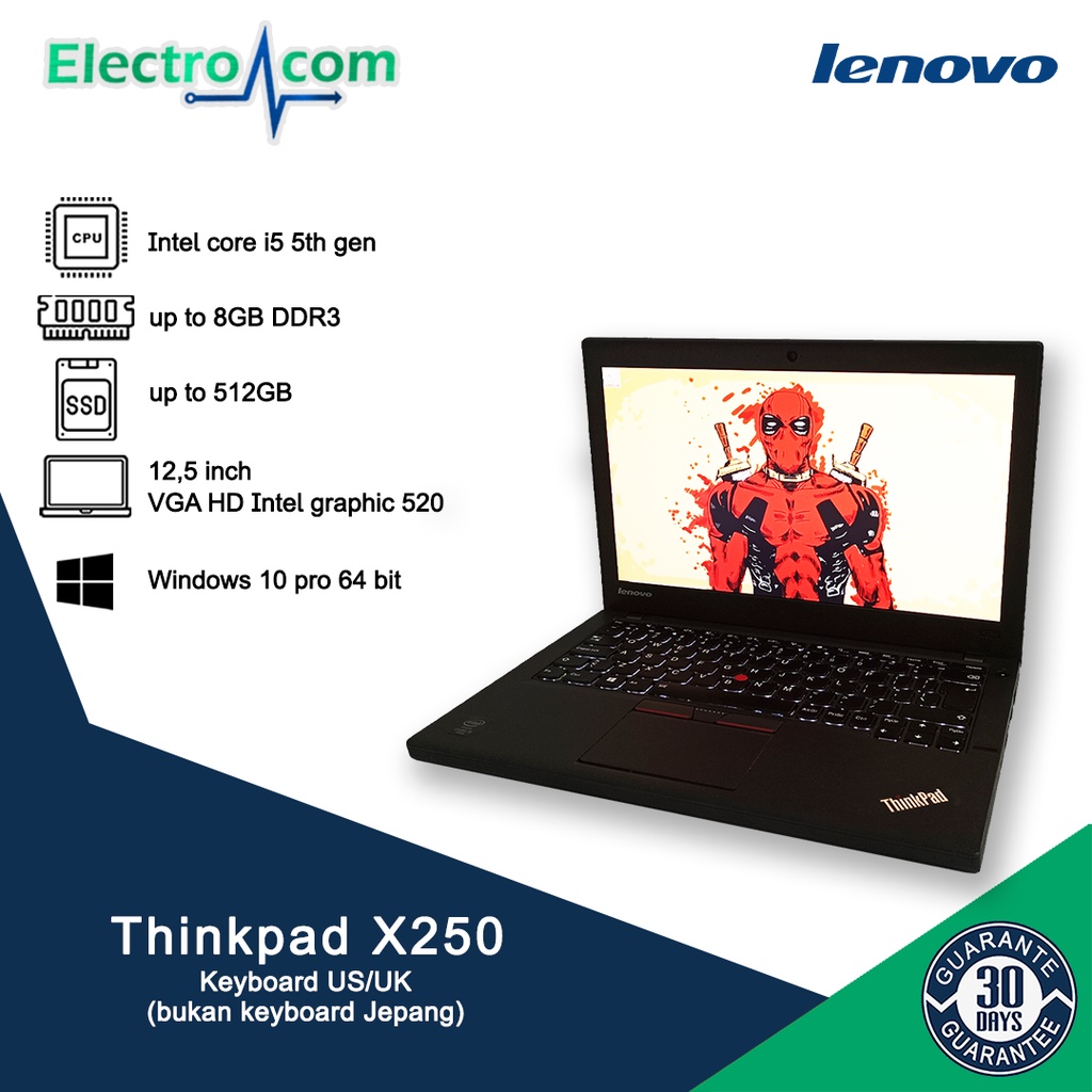 Jual Laptop Lenovo Thinkpad X250 Core i5 Gen5 RAM 8GB SSD 256GB MULUS ...