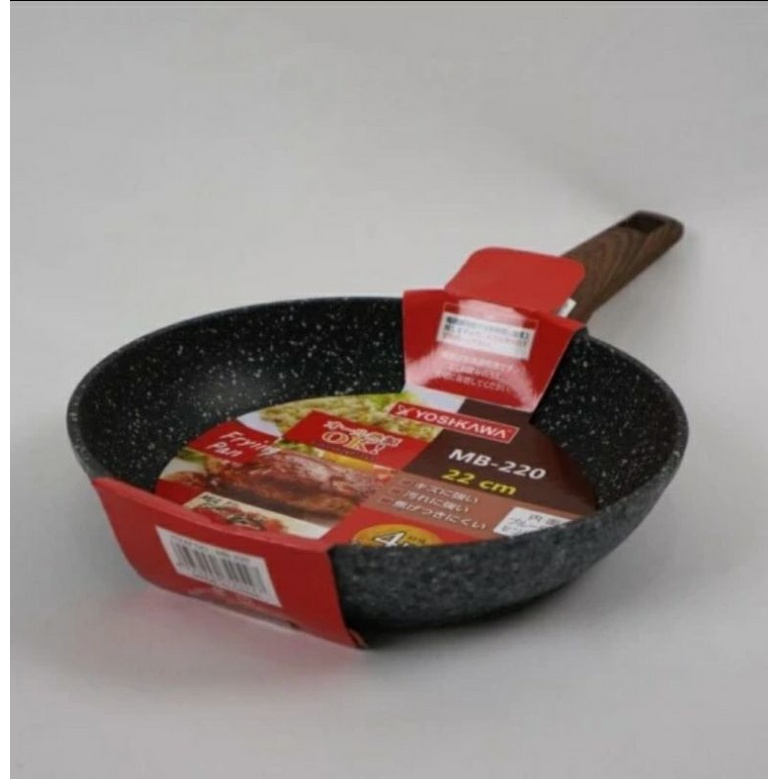 Jual yoshikawa frypan 22cm fry pan 22 cm ceramic marble granit penggorengan wajan anti lengket ...