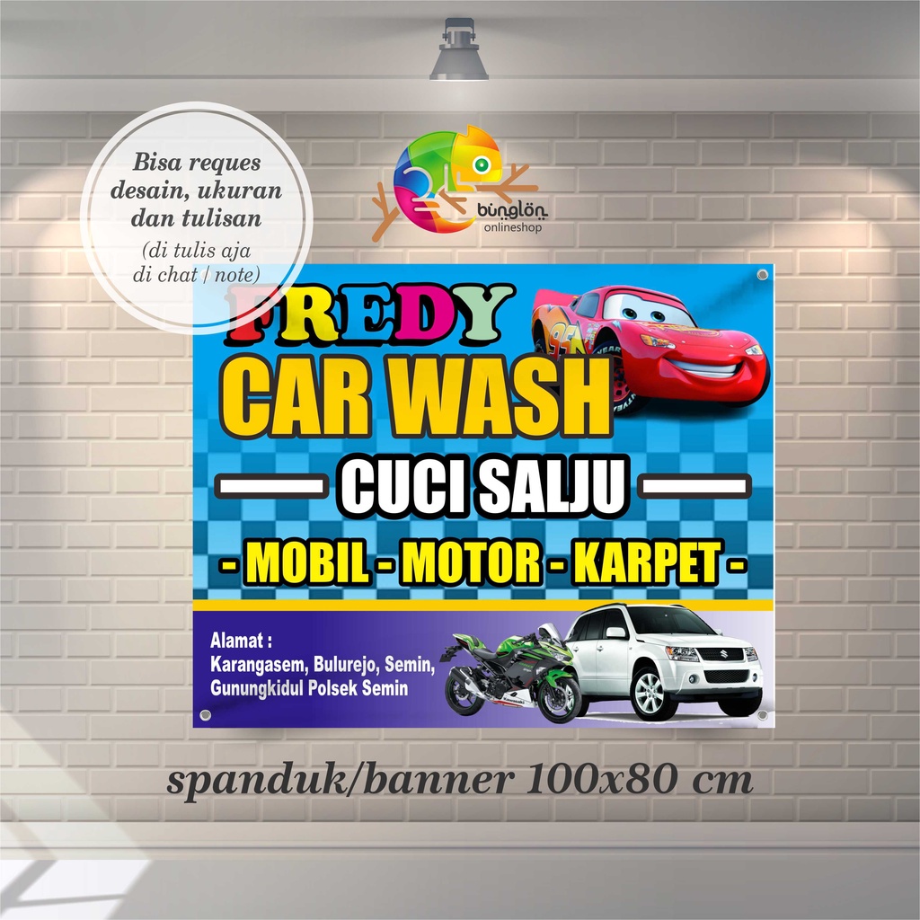 Jual Spanduk Banner 100x80 Cm Cucian Motor, Cuci Mobil, Free Desain ...