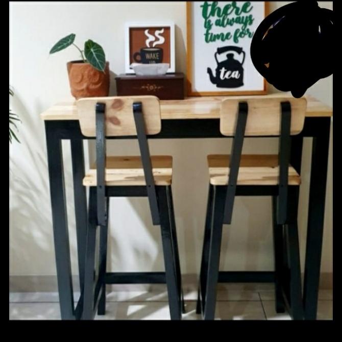 Jual meja bar makan restoran cafe full set. 1mja 2bangku | Shopee Indonesia