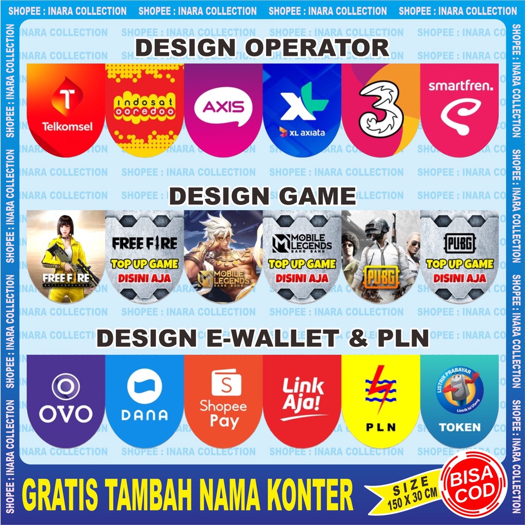 Jual FLAG BANNER SPANDUK KONTER GAME EWALLET UNTUK DEPAN TOKO / BOOTH ...