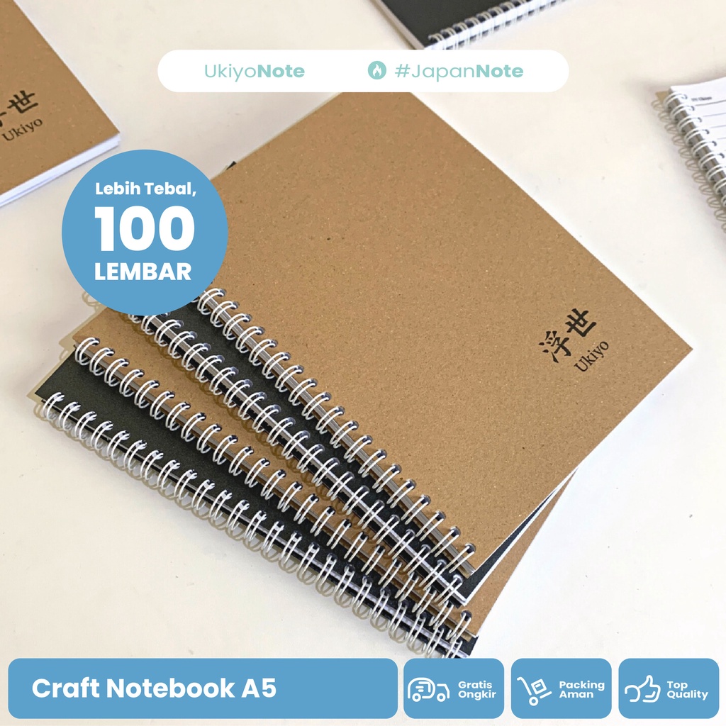 Jual Note book A5 Tebal Vintage Aesthetic Ukiyo ( 100 lembar/200Halaman ...