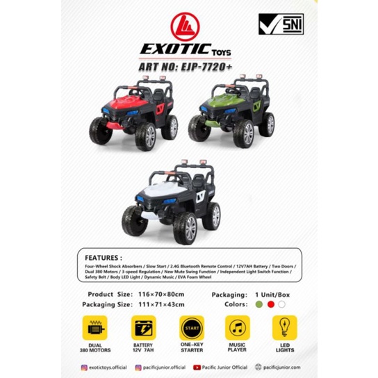 Jual Mobil Aki Exotic EJP-7720+ Jeep Ban Eva Rechargeable Car Remote ...
