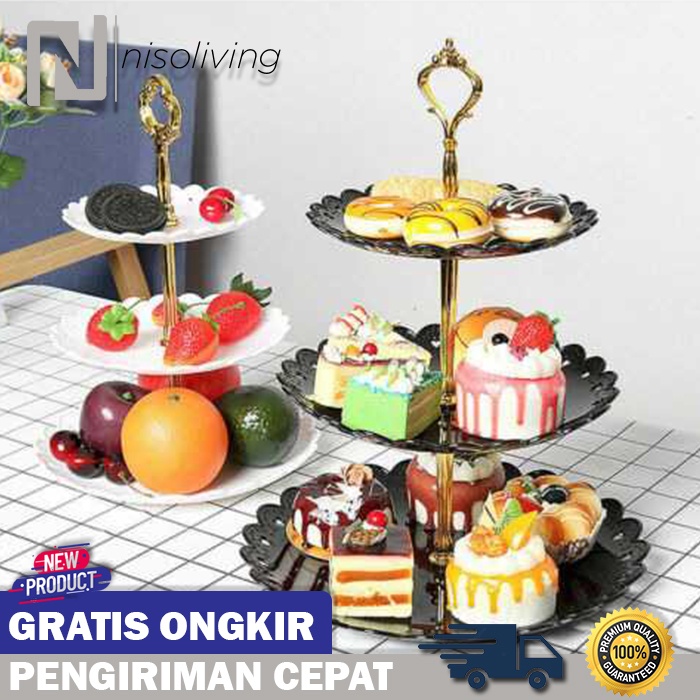 Jual Rak Makanan Cake Plate Stand Display Piring Pesta -rak makanan 4 ...