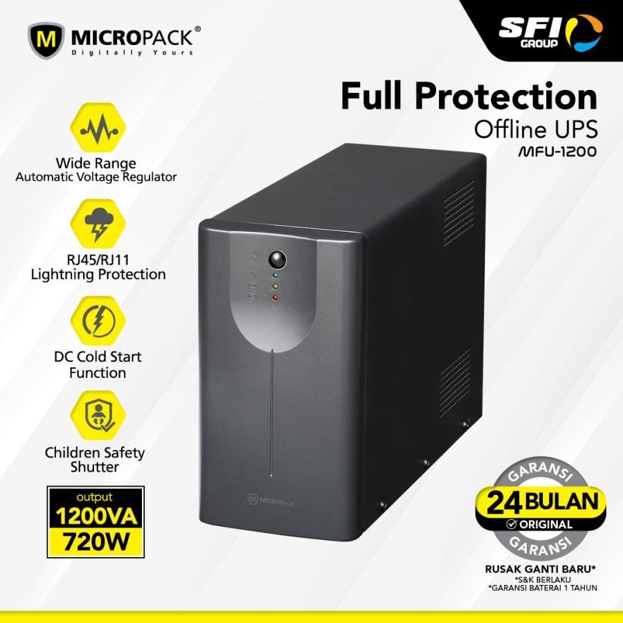 Jual Micropack UPS 1200VA / 720WATT Battery 7 Ah (MFU-1200) | Shopee Indonesia