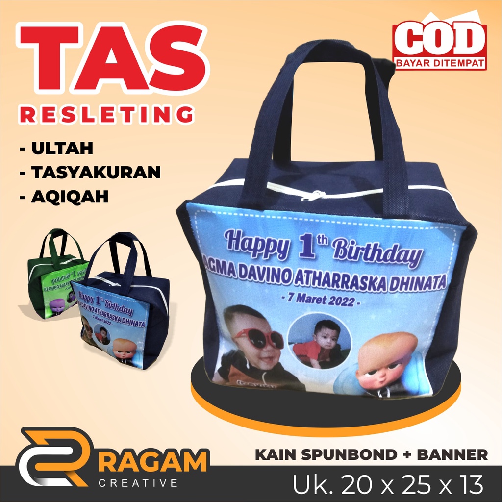 Jual Tas Ultah Resleting Custom/ Tas Spunbond Resleting/ Goodie Bag ...