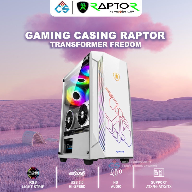 Jual Casing Gaming Power Up Raptor Transformers Freedom White - Casing ...