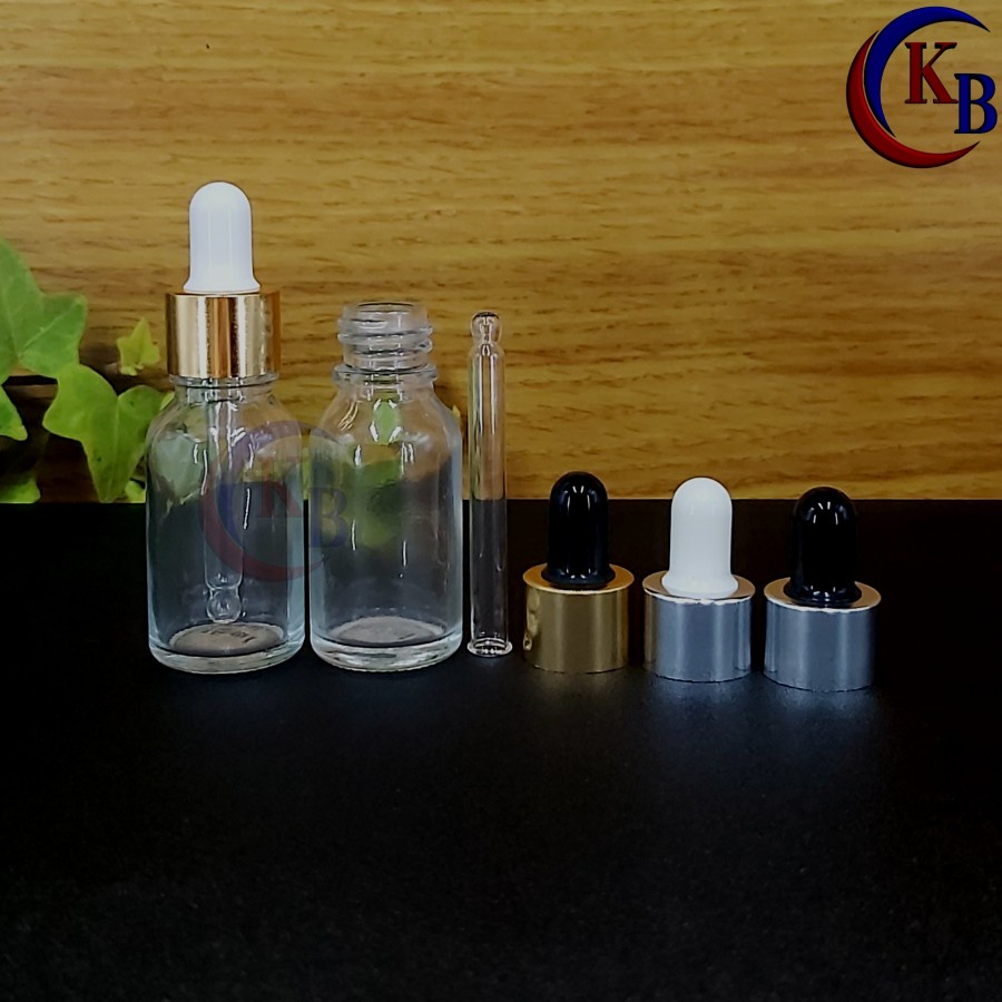 Jual BOTOL PIPET 15 ML SERUM TETES ALUMUNIUM / BOTOL KACA CLEAR ...