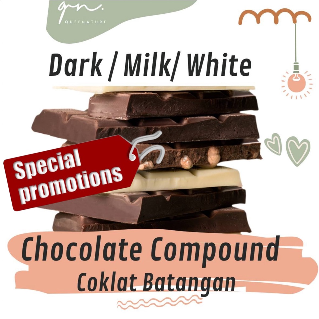 Jual Chocolate Compound / Coklat Batangan (Dark/Milk/White) Premium ...