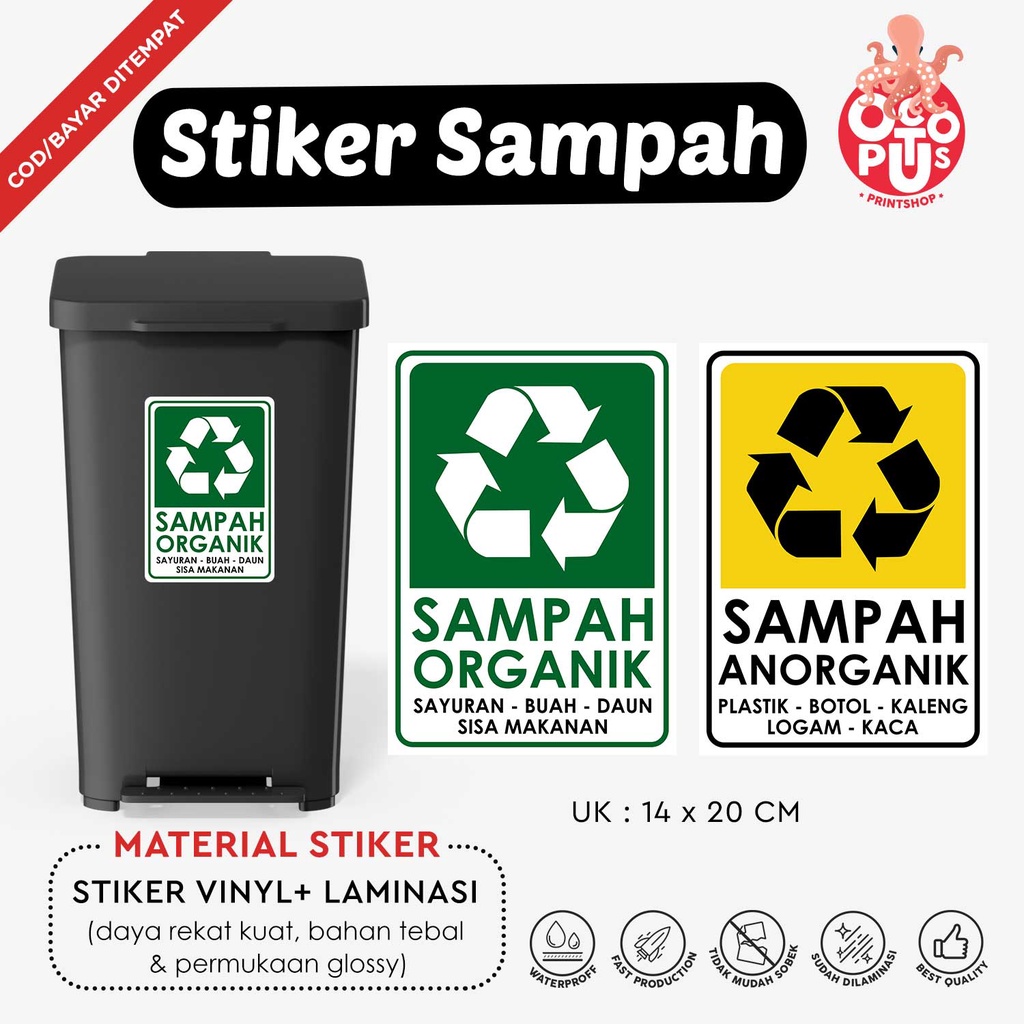 Jual Stiker Sampah | Stiker Jenis Sampah | Shopee Indonesia