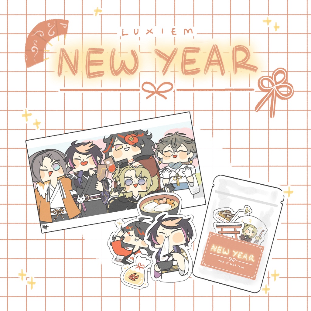 Jual NEW YEAR Set Luxiem Artprint Sticker Pack Nijisanji Kartu Pos ...