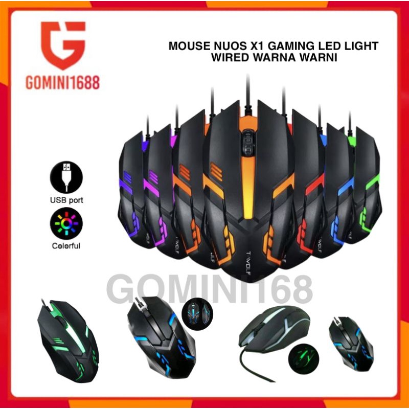Jual Mouse Nuos X1 Gaming Led Rgb Colorful 7 Light Wired Kabel Lampu ...