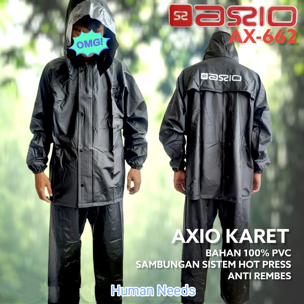 Jual Jas Hujan Axio 662 Karet Rubber Original/Setelan Mantel Ujan Dewasa/Mantol Raincoat Axio ...