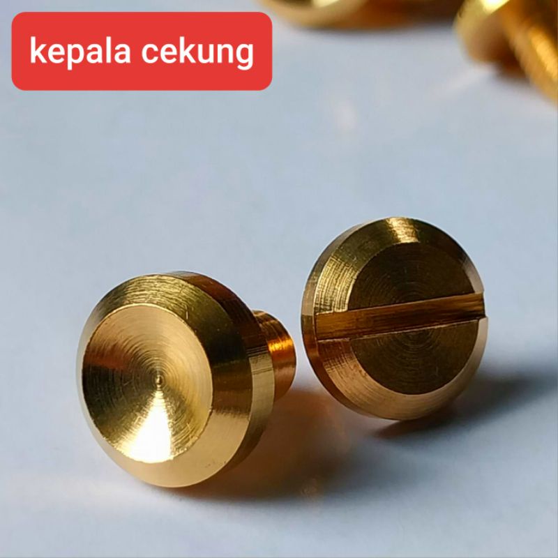 Jual Mur Baut Kuningan Kepala Cekung 1 Set Panjang 4/6/8/10 | Shopee ...