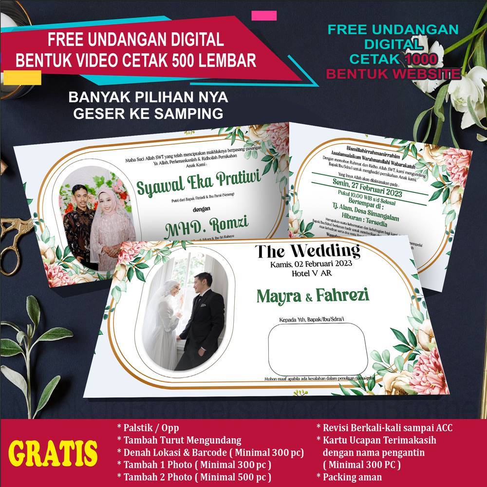 Jual Undangan Rustik Undangan Unik Undangan Pernikahan Free Foto ...