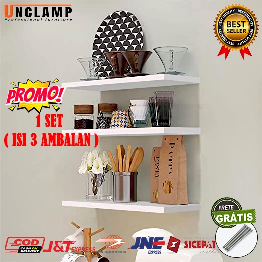 Jual Rak ambalan dinding minimalis, ( 1 SET ISI 3 AMBALAN ) panjang 20 ...