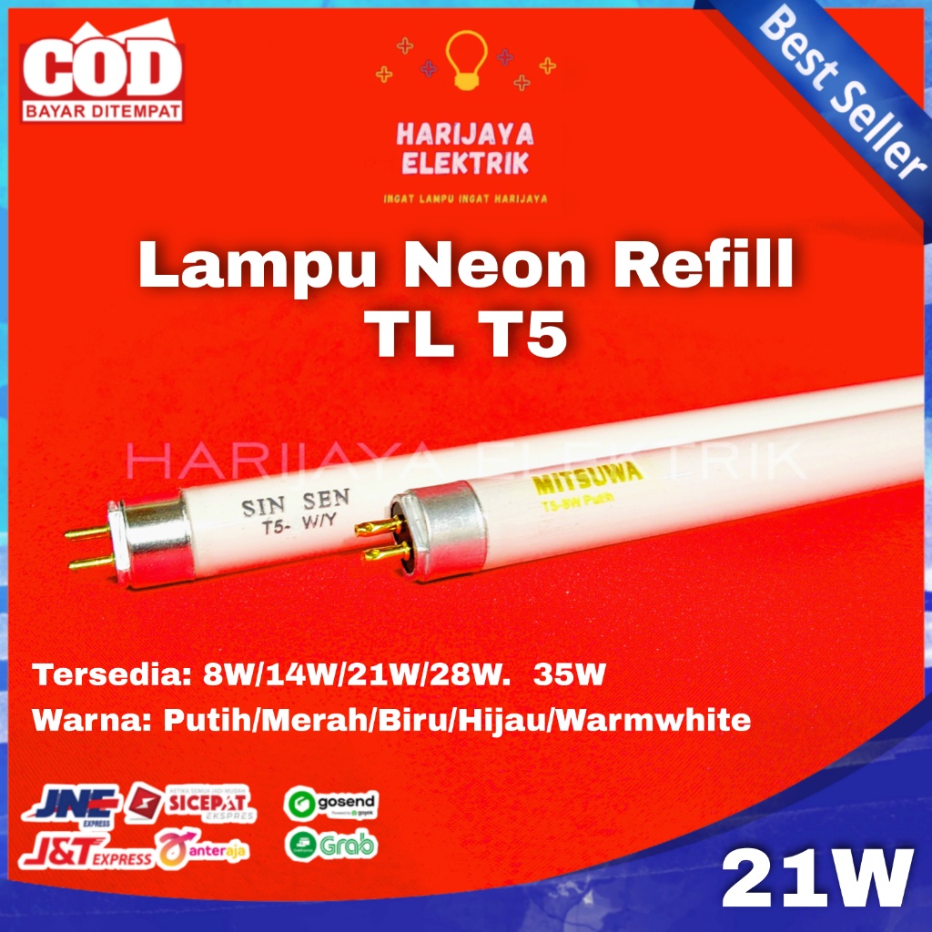 Jual LAMPU TL NEON T5 REFILL MITSUWA 21 WATT ISI REFIL LAMPU PANJANG ...