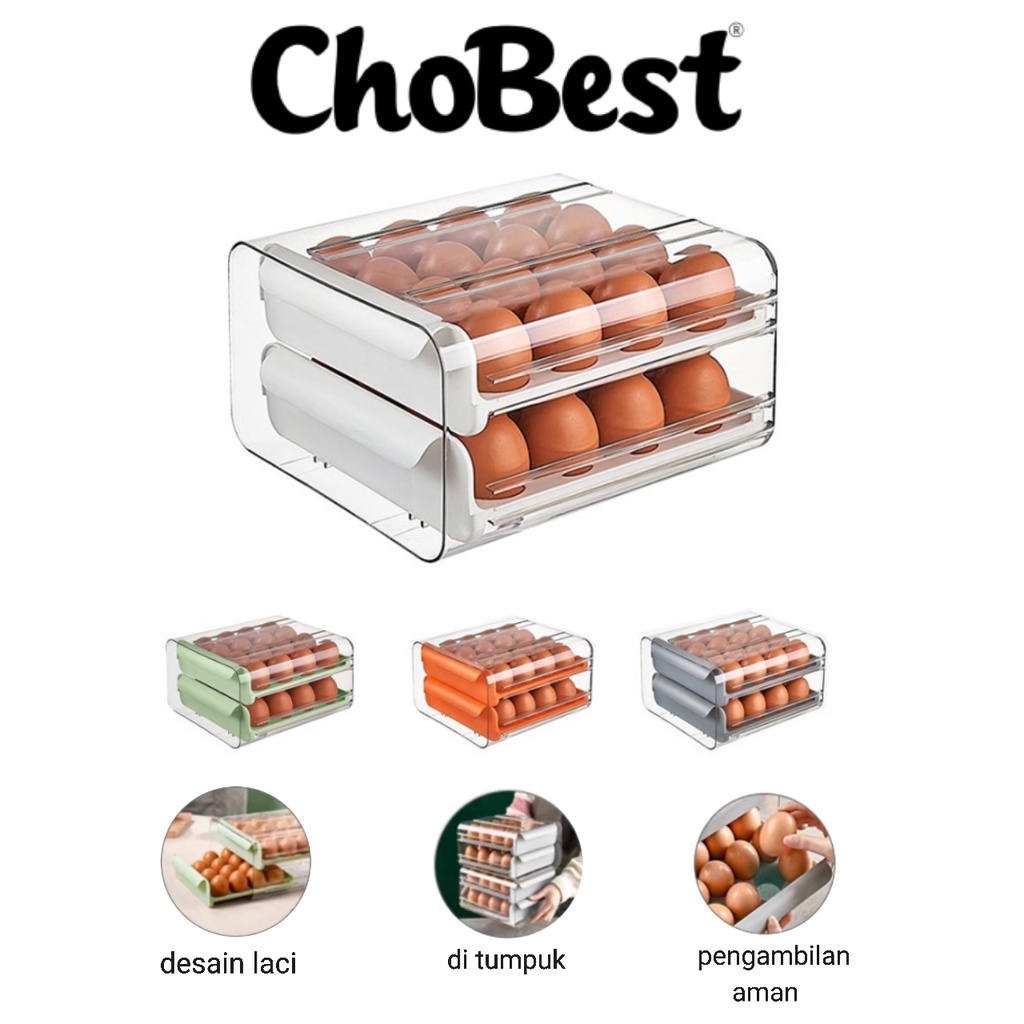 Jual CHOBEST Rak Telur EGG BOX Store 2 Tingkat Muat 2kg Telur Tempat ...
