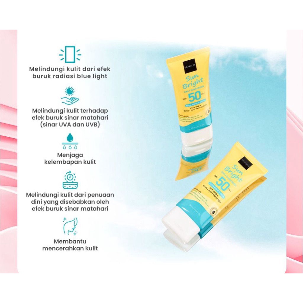 Jual SCARLETT Whitening Sun Bright Daily Sunscreen SPF 50 PA+++ | Shopee Indonesia
