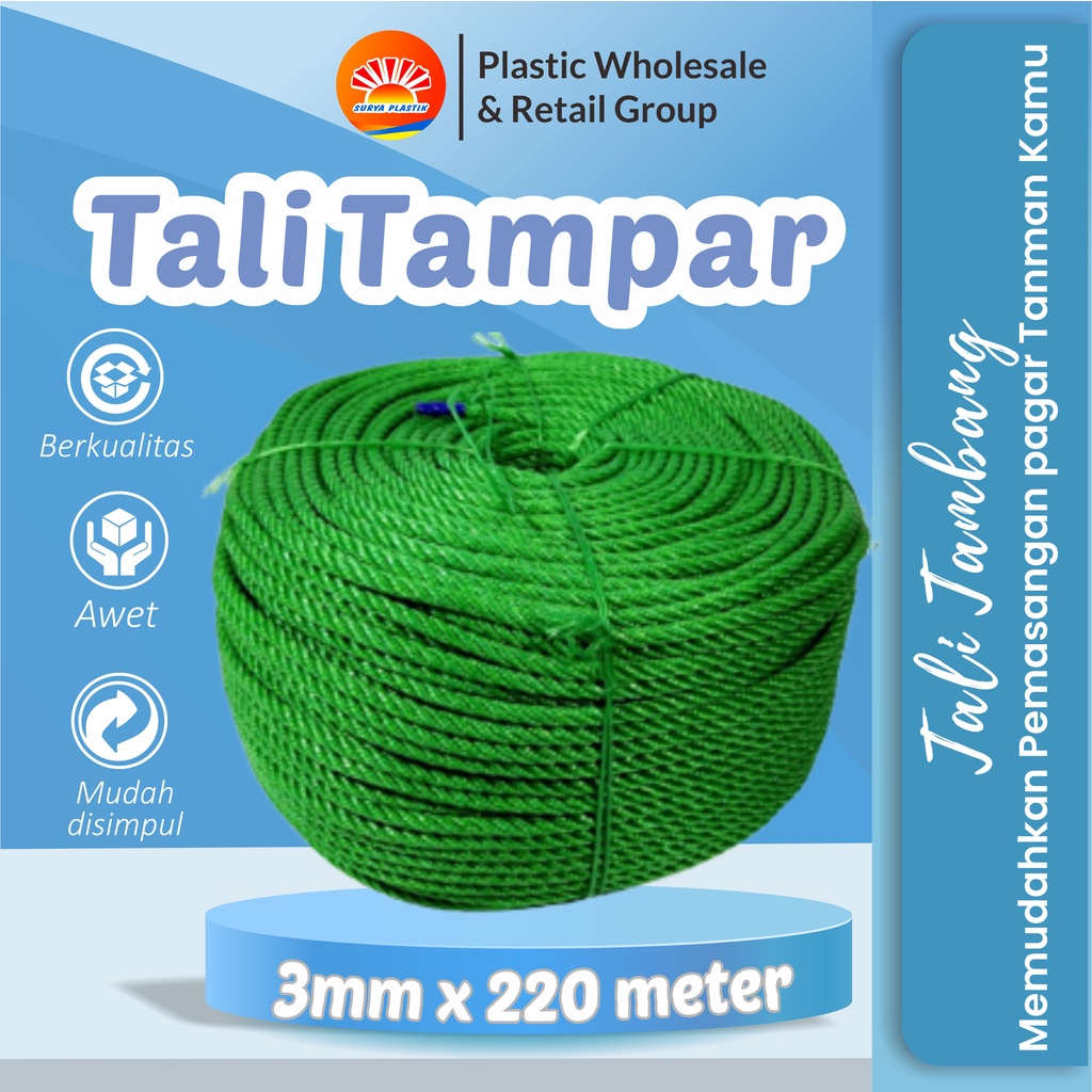 Jual Tali Tampar Ukuran 3mm Panjang 220 Meter | Shopee Indonesia