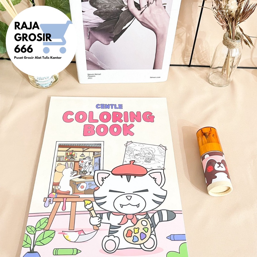 Jual Set Bundle Buku warna Centle dan Pensil warna 12 pcs dengan rautan ...