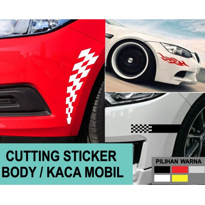 Jual Stiker Sticker Body Kaca Mobil Unik Lucu Cutting Sport Racing Flag ...