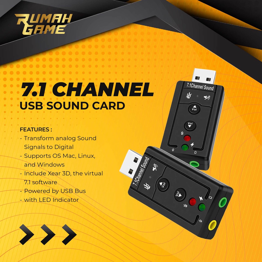 Jual USB Sound Card 7.1 Chanel Sound Adapter Usb Sound Card | Shopee ...