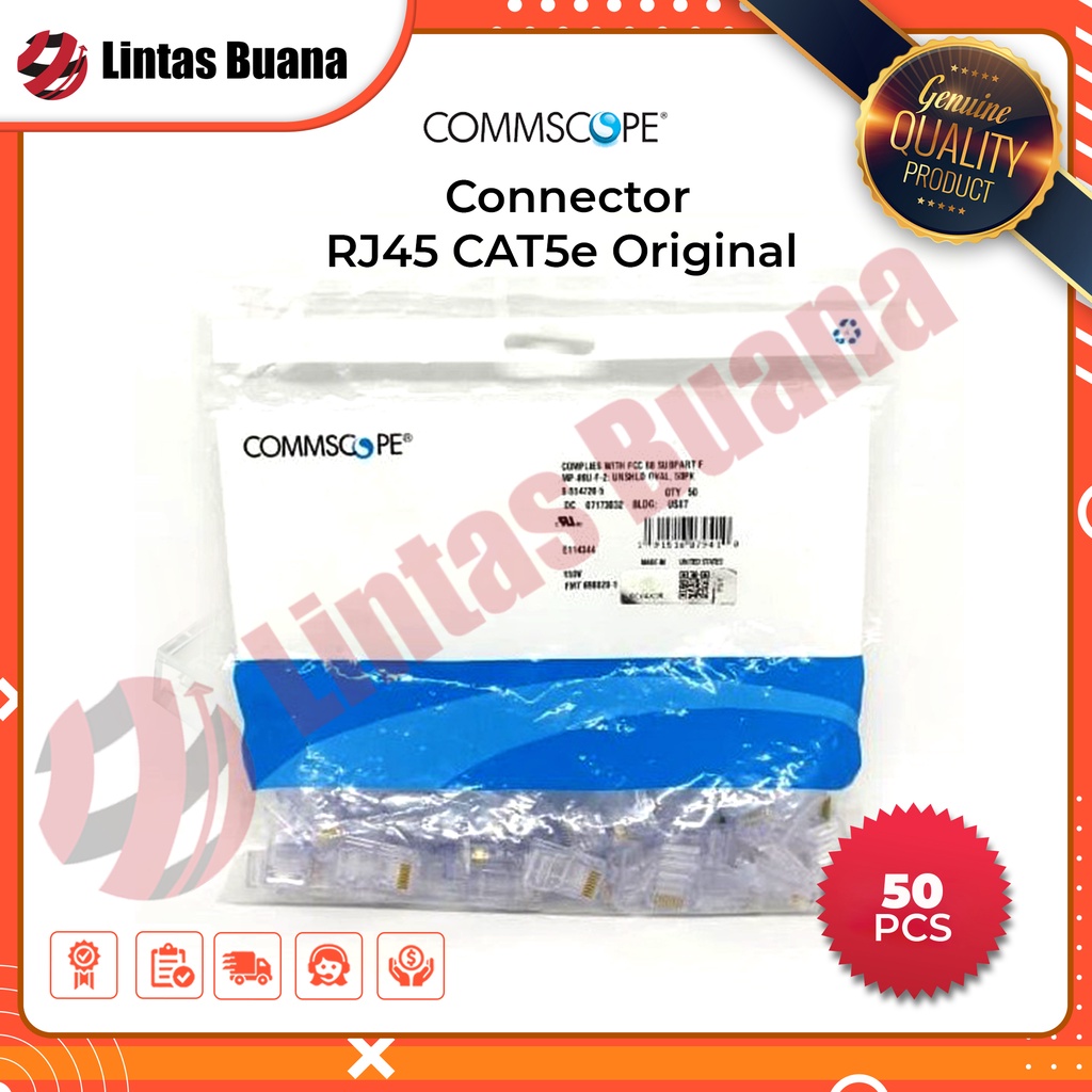 Jual Konektor RJ45 AMP/ Commscope CAT5e Original 50pcs | Shopee Indonesia
