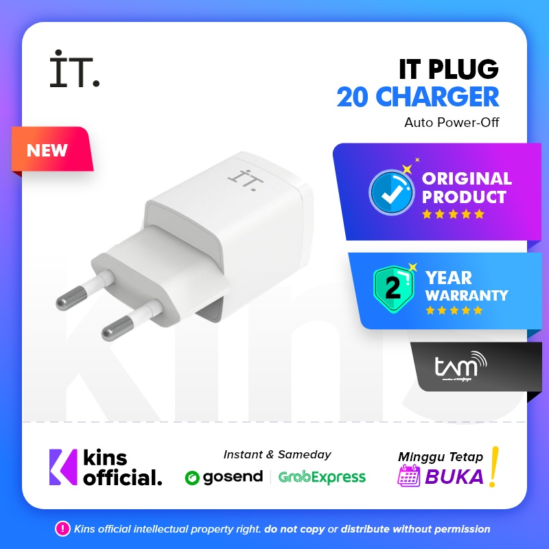 Jual IT Plug 20 Charger - White / IT Plug 20w Charger Wall / IT 20w ...