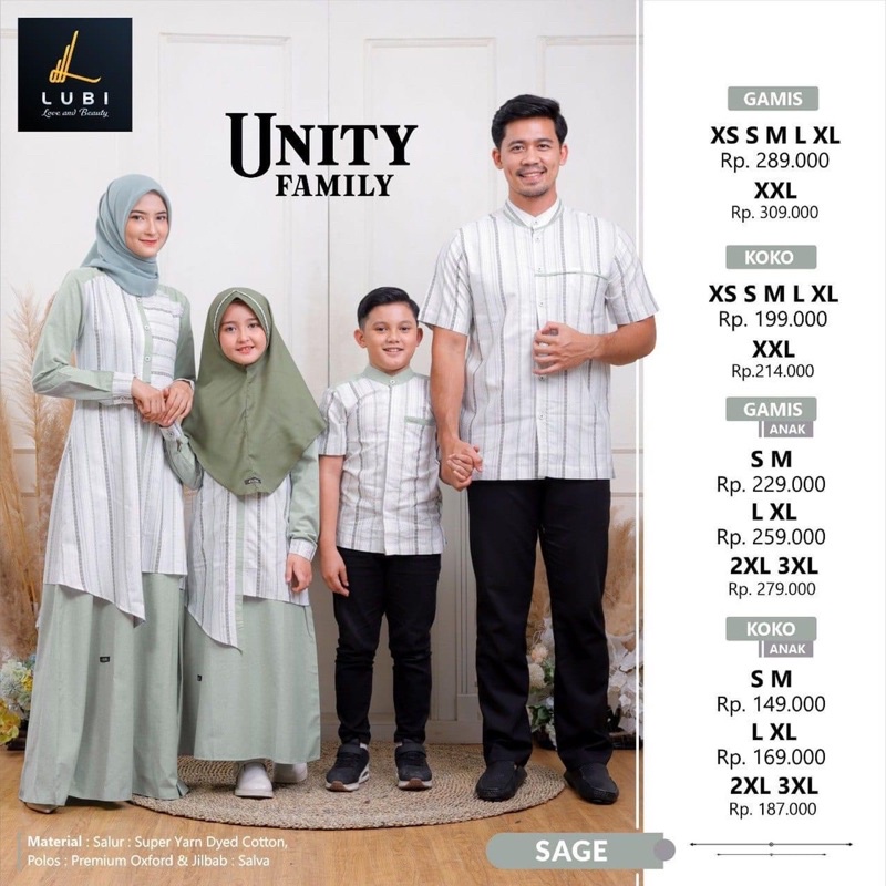 Jual SARIMBIT LUBI UNITY FAMILY ( SAGE ) | Shopee Indonesia