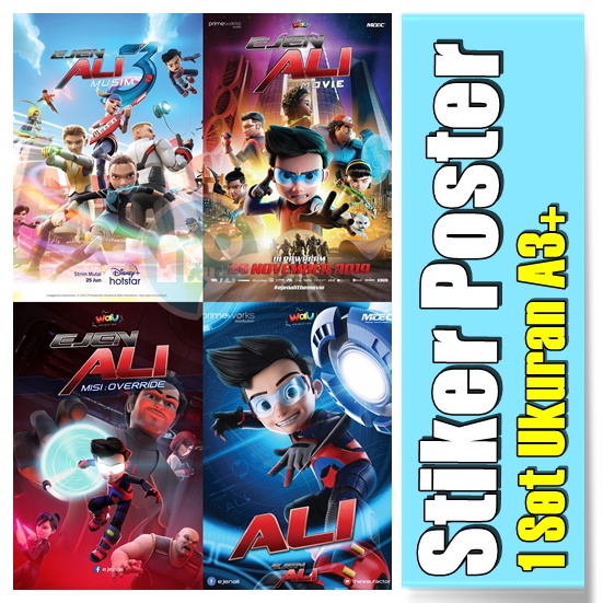 Jual Poster Stiker Ejen Ali Agen Kartun Anime set A3+ Dekorasi dinding ...