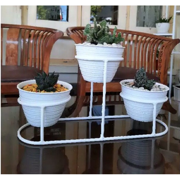 Jual STANDING POT BESI MURAH 3 JAJAR / TEMPAT POT TANAMAN / RAK POT ...