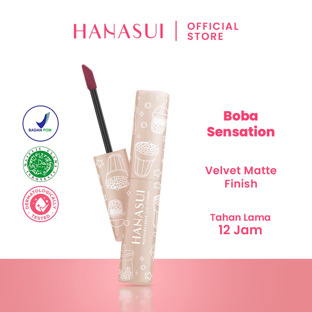 Jual Hanasui Mattedorable Lip Cream Boba Edition 6 Shade Shopee Indonesia