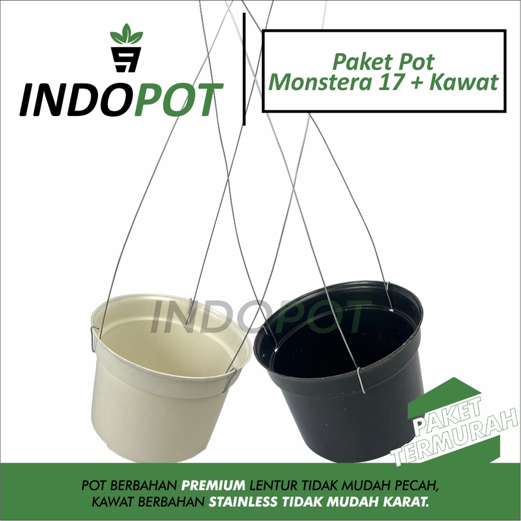 Jual Pot 17 Monstera + Kawat Ganutng Berbagai Macam Ukuran Pot Gantung ...
