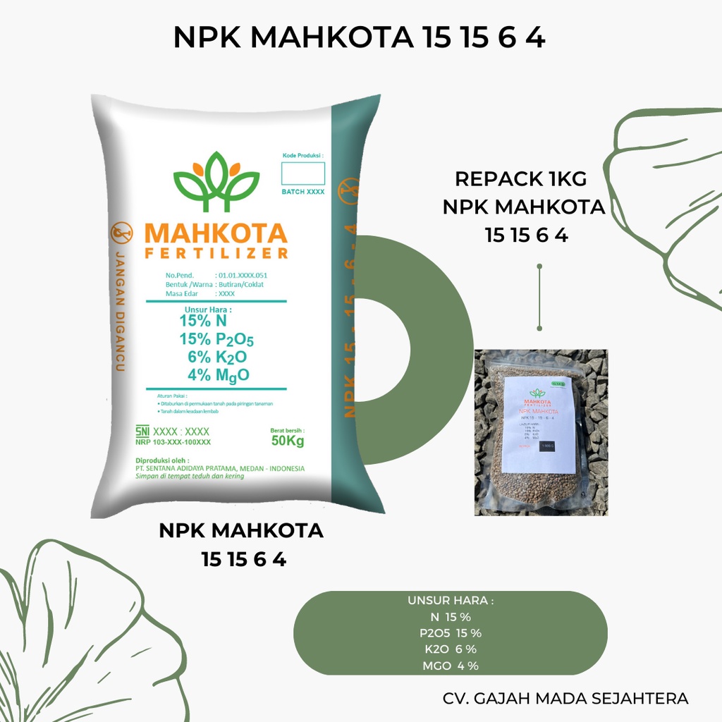 Jual Pupuk NPK MAHKOTA 15-15-6-4 REPACK 1KG | Shopee Indonesia