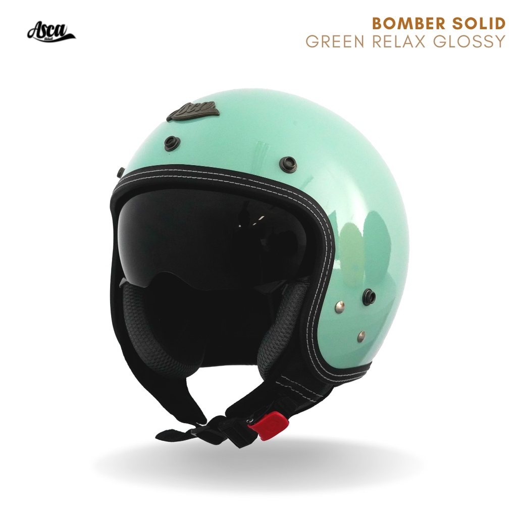 Jual Helm Asca Bomber Solid Green Relax Glossy | Shopee Indonesia