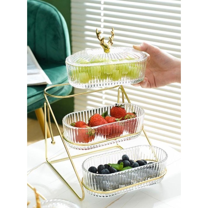 Jual Emma Layered Fruit Bowl / Rak Buah Cemilan Camilan Tingkat Gold ...