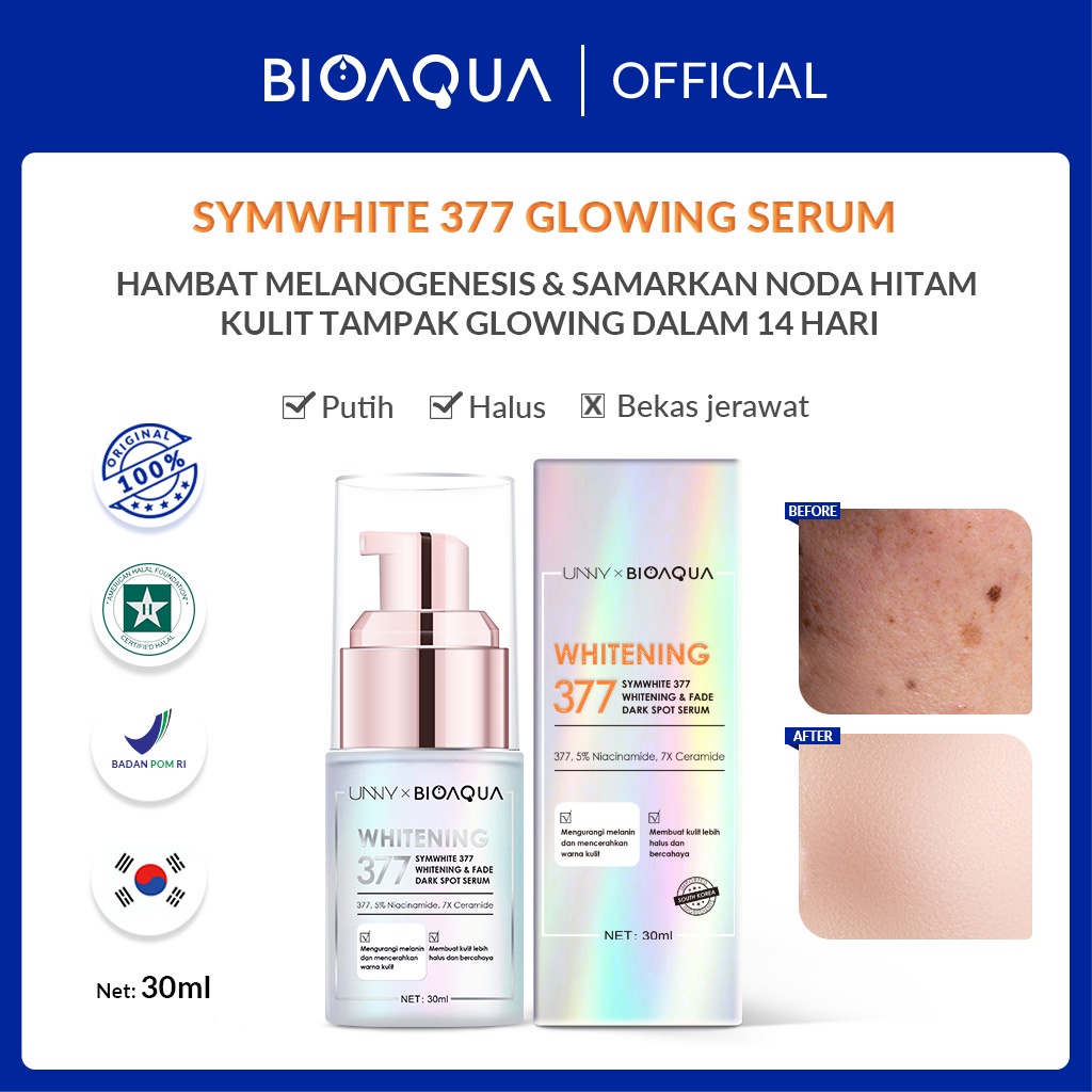 Jual AS BIOAQUA SymWhite 377 Whitening & Fade Dark Spot Serum Flek Hitam Serum Wajah Glowing ...