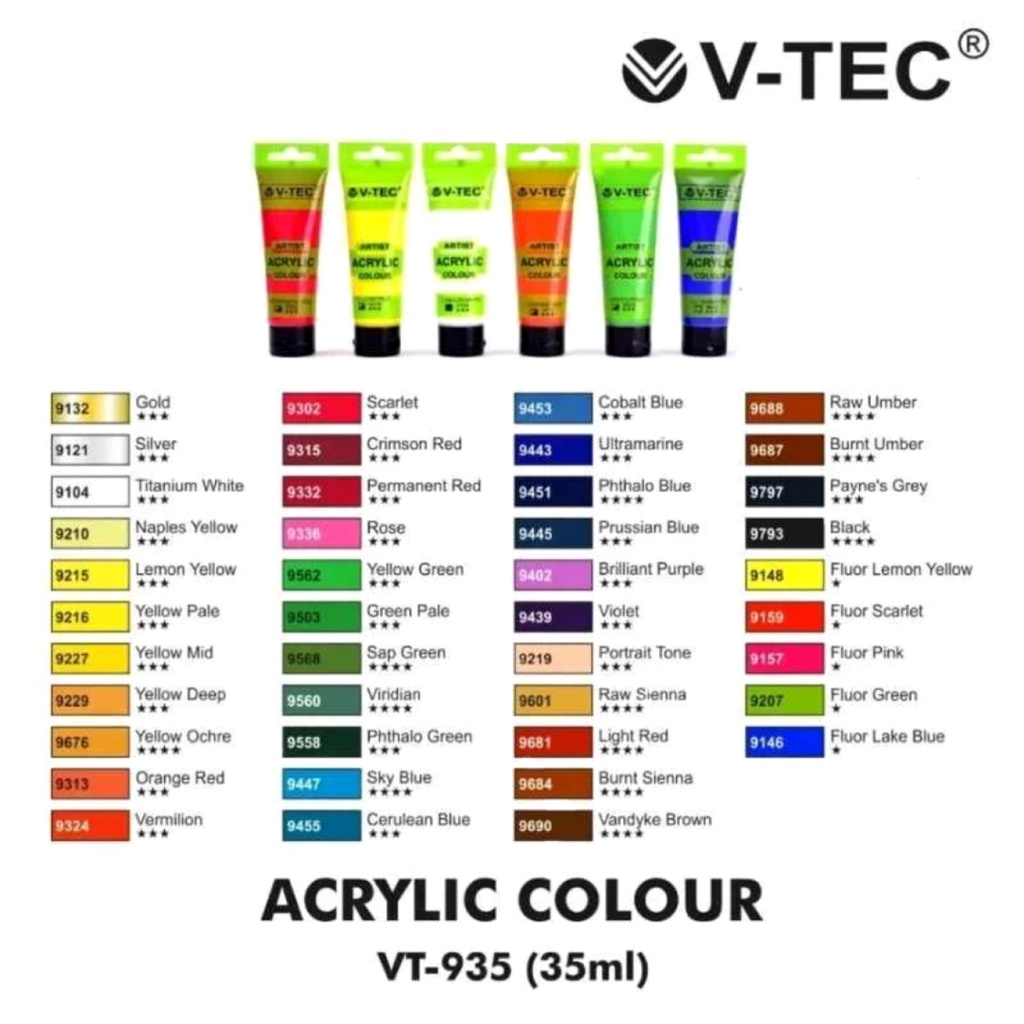 Jual Cat Akrilik Vtec VT-930A Isi 35 ml Tube / Cat Acrylic Vtec / Cat Lukis | Shopee Indonesia